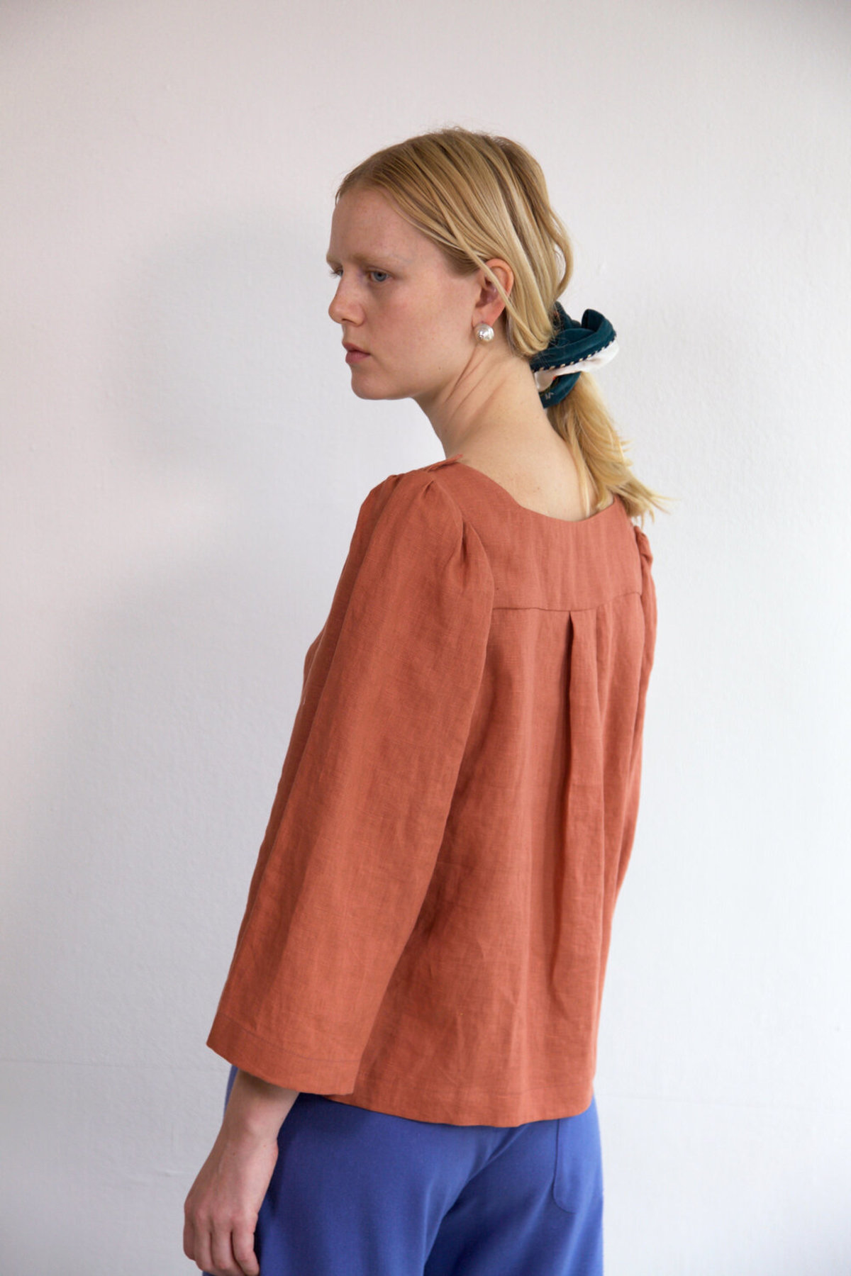 Town Clothes Linen Williams Blouse - Clay | Garmentory