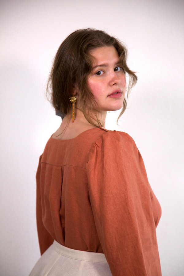 Town Clothes Linen Williams Blouse - Clay | Garmentory