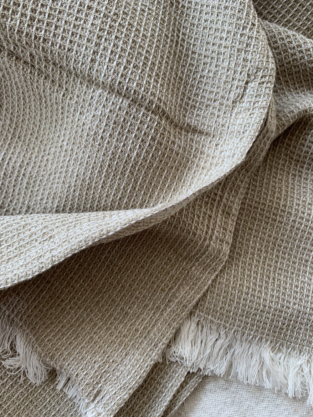 RAMBLE AND RAINE Cotton Waffle Weave Throw Blanket - Sand | Garmentory