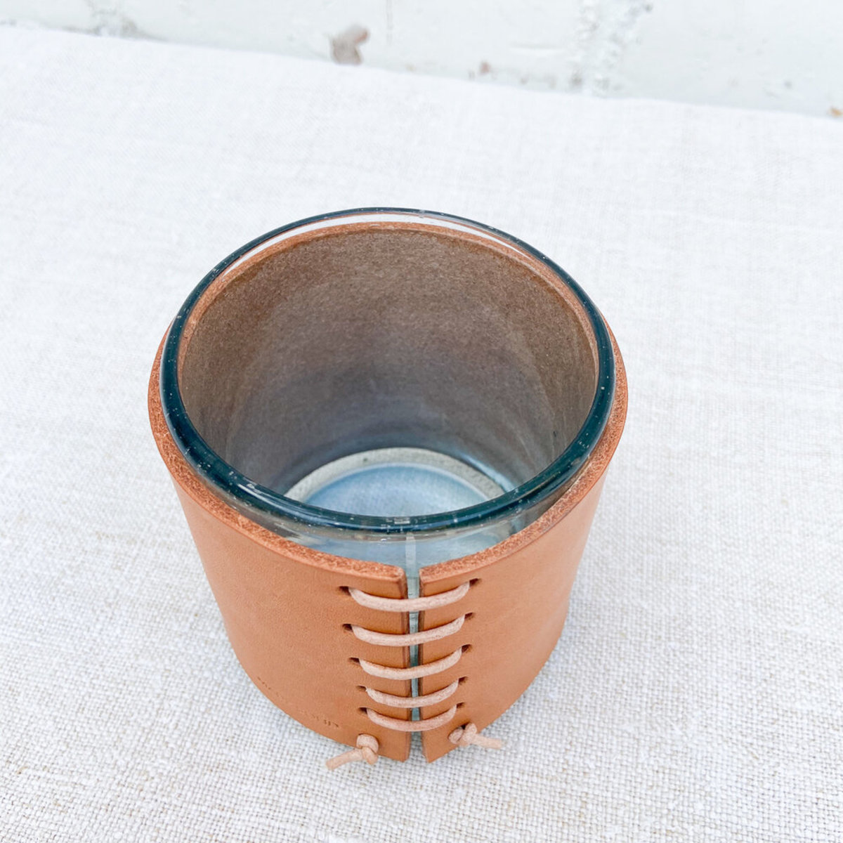 Made Solid Leather Wrapped Vintage Mexican Glass Cup | Garmentory