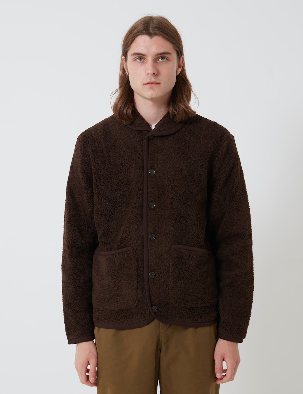 Universal Works Lancaster Mountain Fleece Jacket - Chocolate | Garmentory