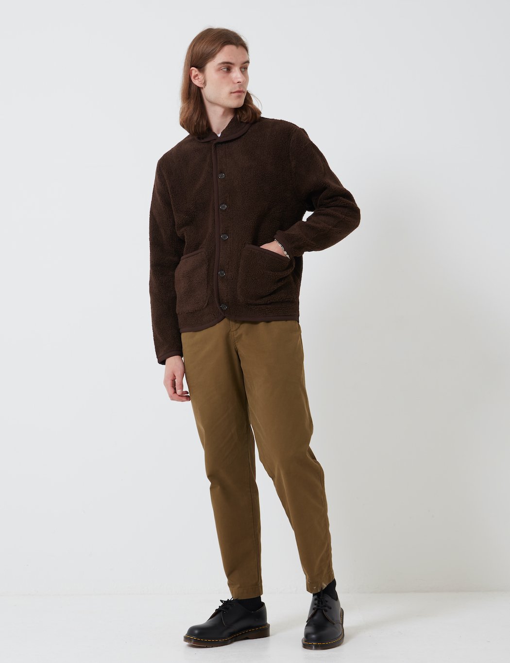 Universal Works Lancaster Mountain Fleece Jacket - Chocolate | Garmentory