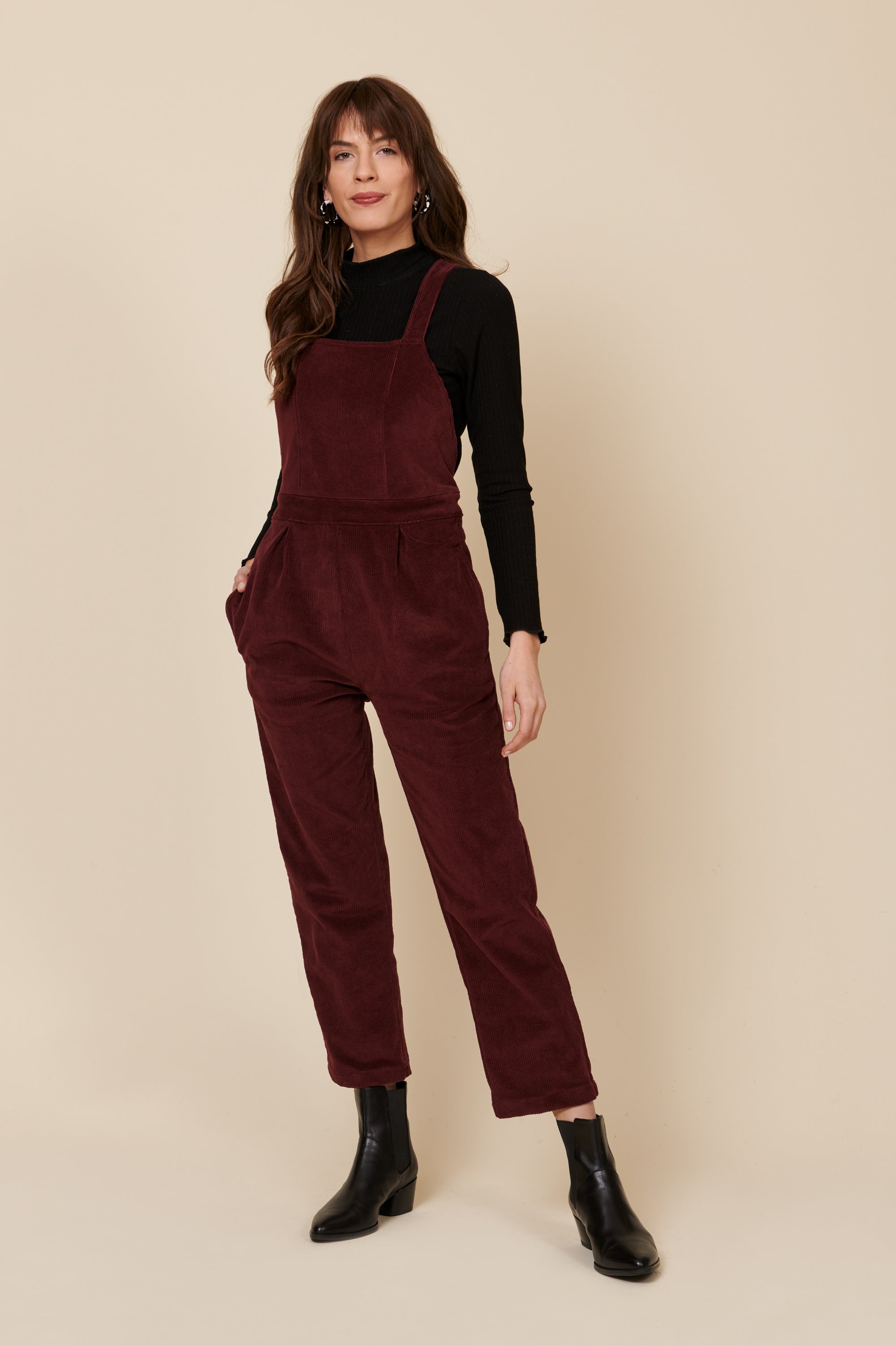 Whimsy + Row Billie Cord Overall - Plum | Garmentory