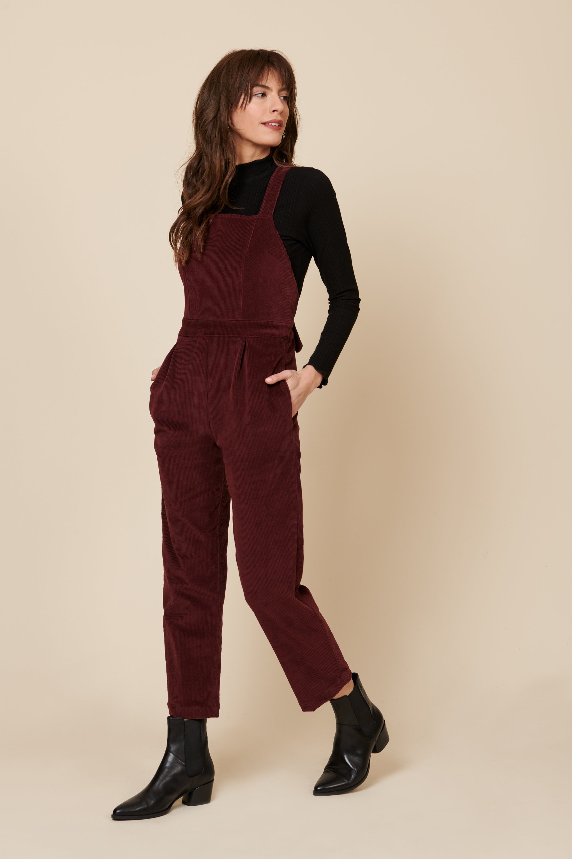 Whimsy + Row Billie Cord Overall - Plum | Garmentory