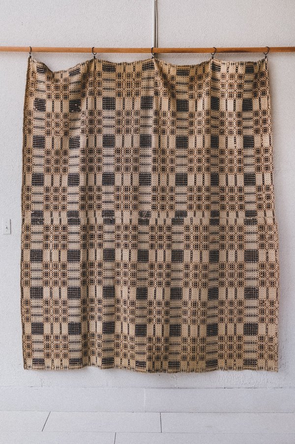 Vintage ANTIQUE BLUE HANDWOVEN AMERICAN COVERLET - Blue/White | Garmentory