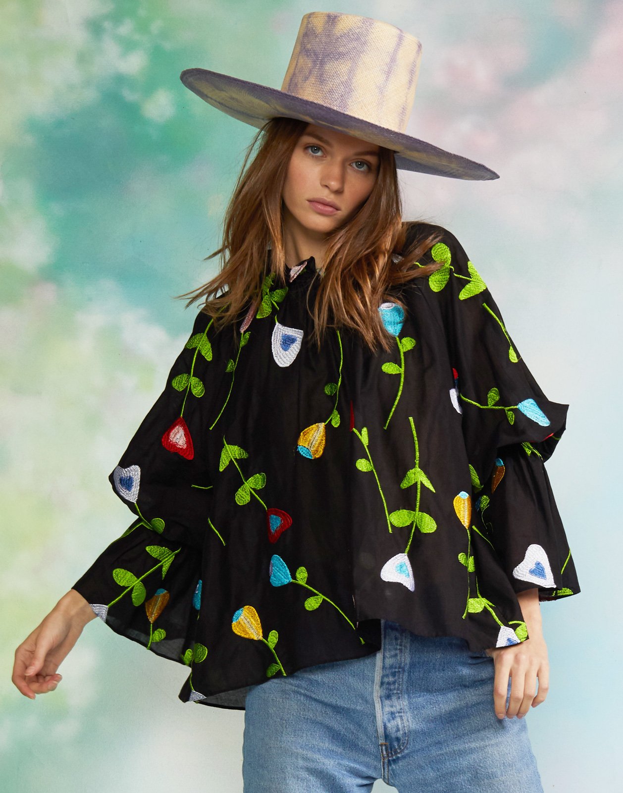 Aurelia Embroidered Organdy Top - BLKMT | Garmentory