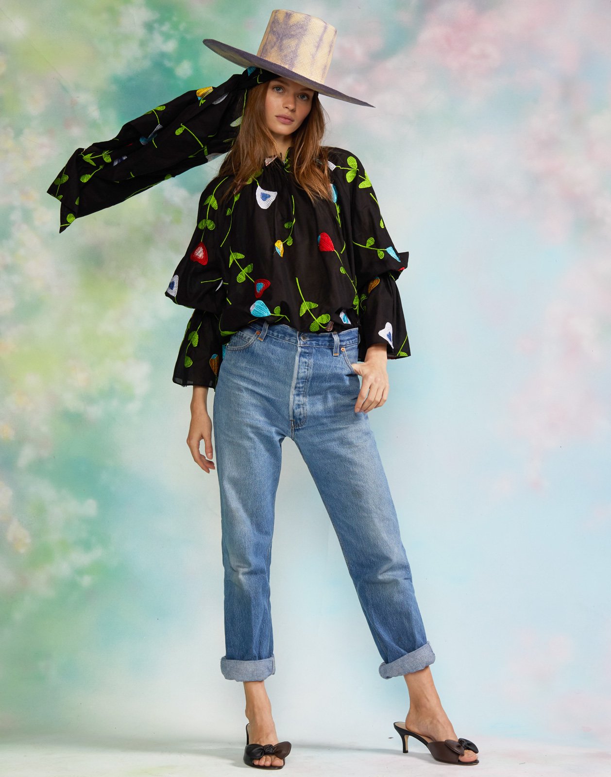 Aurelia Embroidered Organdy Top - BLKMT | Garmentory