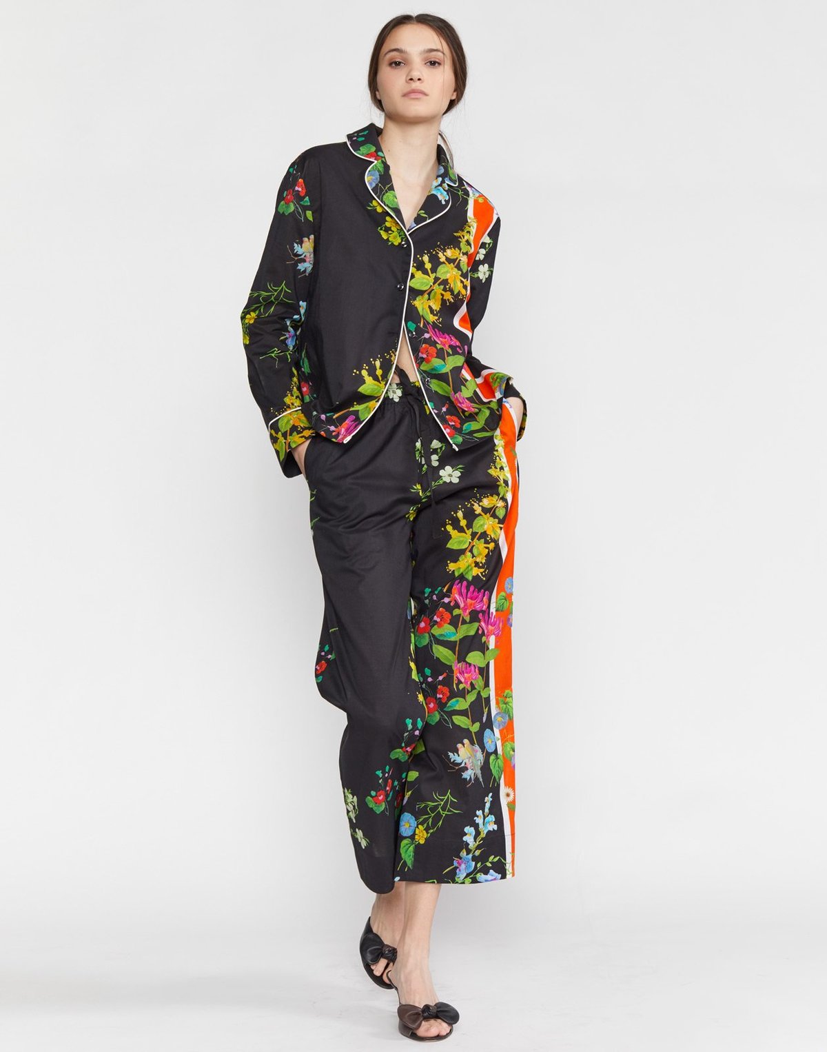 Cynthia Rowley Botanical Print Pajama Pant - BLKFL | Garmentory