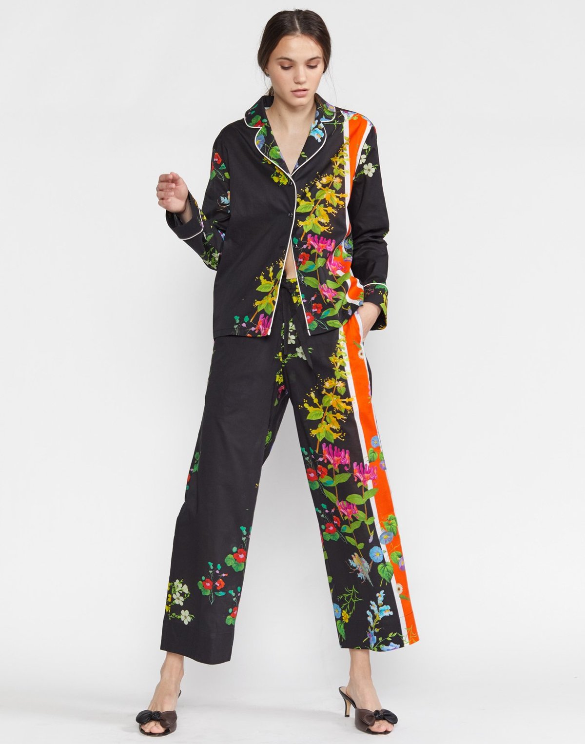 Cynthia Rowley Botanical Print Pajama Pant - BLKFL | Garmentory