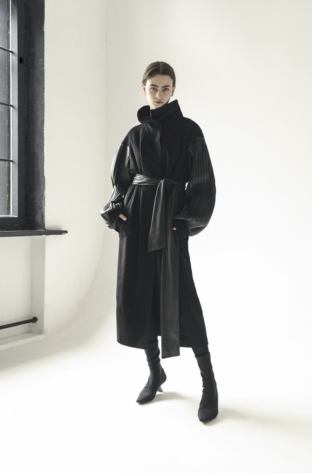 KM by Lange Cocoon Wool Coat - Black | Garmentory