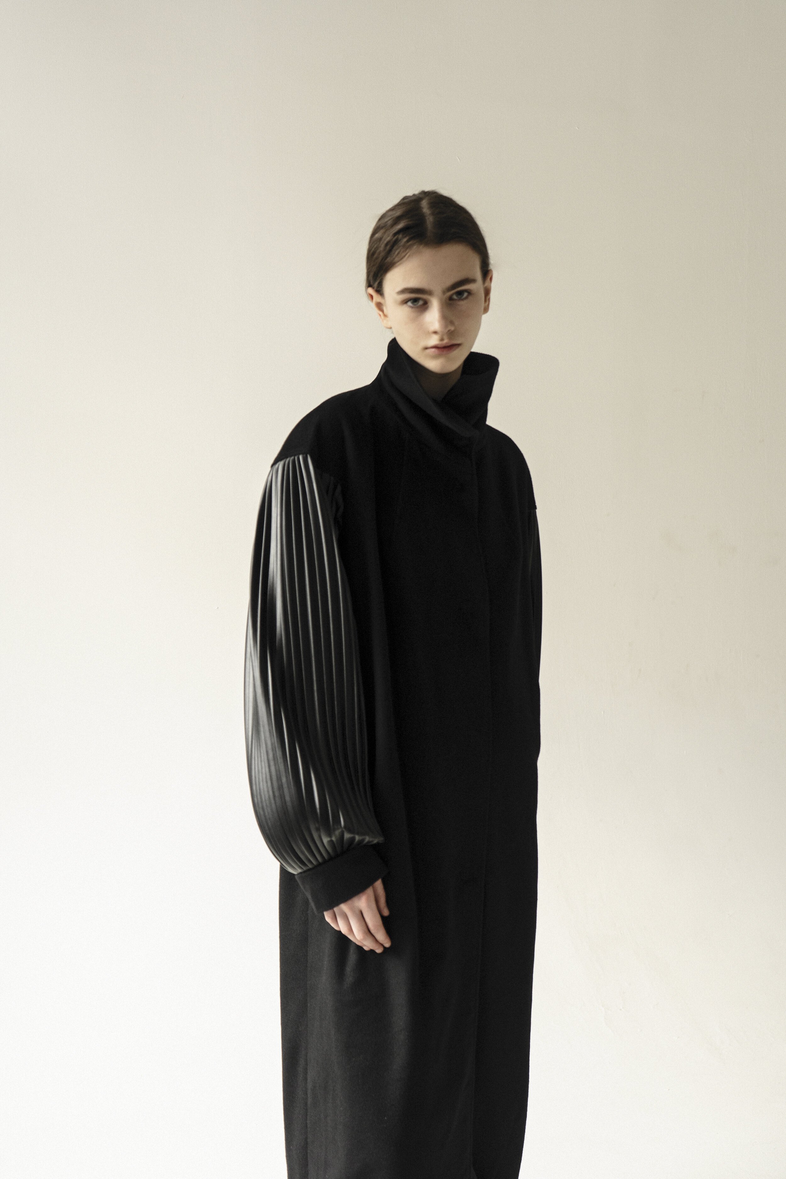 KM by Lange Cocoon Wool Coat - Black | Garmentory