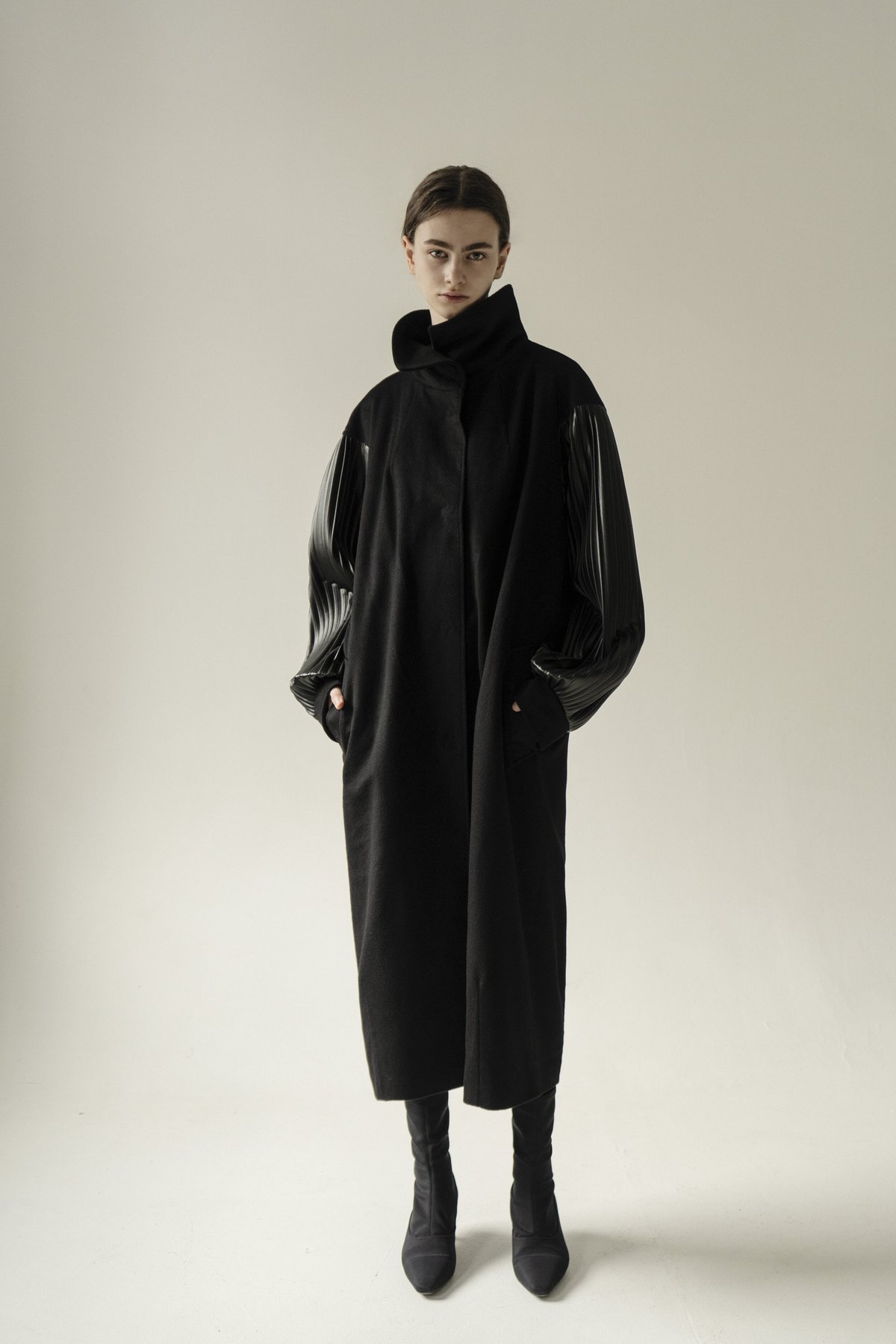 KM by Lange Cocoon Wool Coat - Black | Garmentory