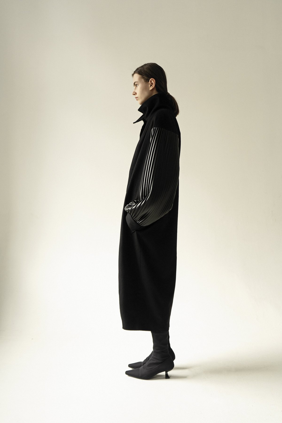 KM by Lange Cocoon Wool Coat - Black | Garmentory