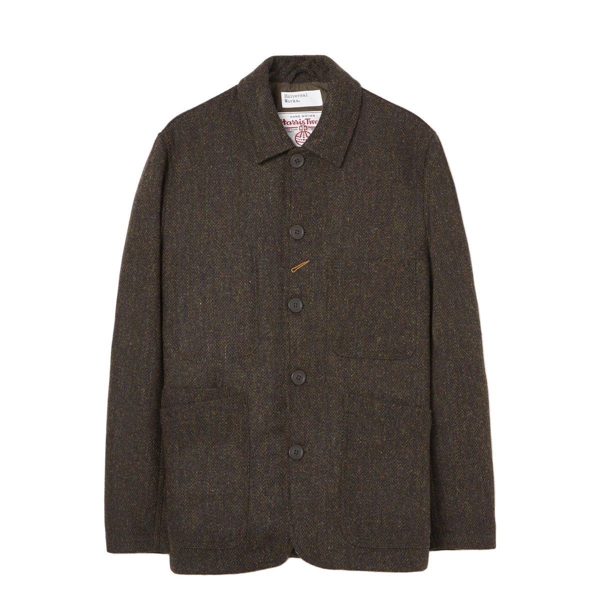 Universal Works HARRIS TWEED BAKERS JACKET - Olive | Garmentory