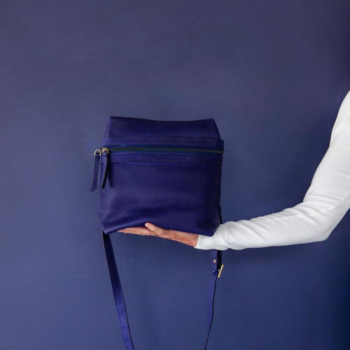 Sapahn Pepper Leather Crossbody Convertible Bag - Indigo | Garmentory