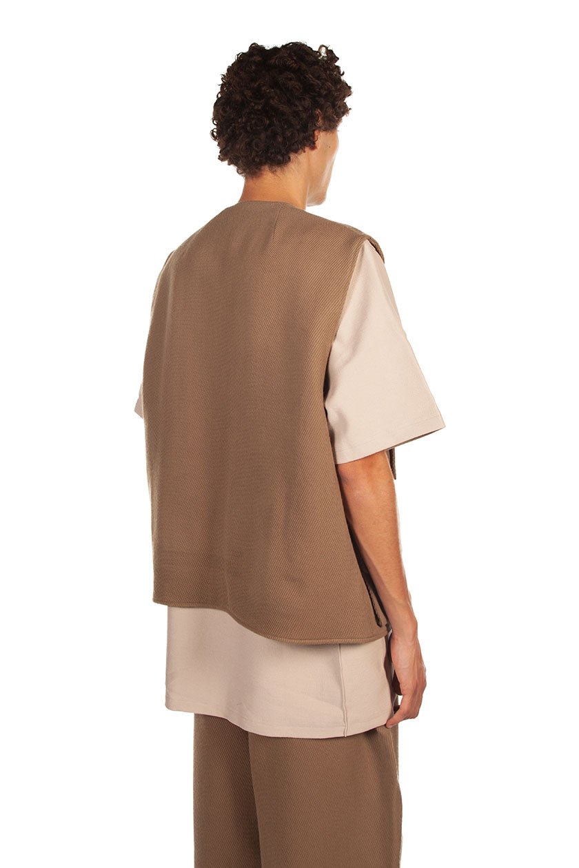 JOE CHIA Reversible Utility Vest - Sand | Garmentory
