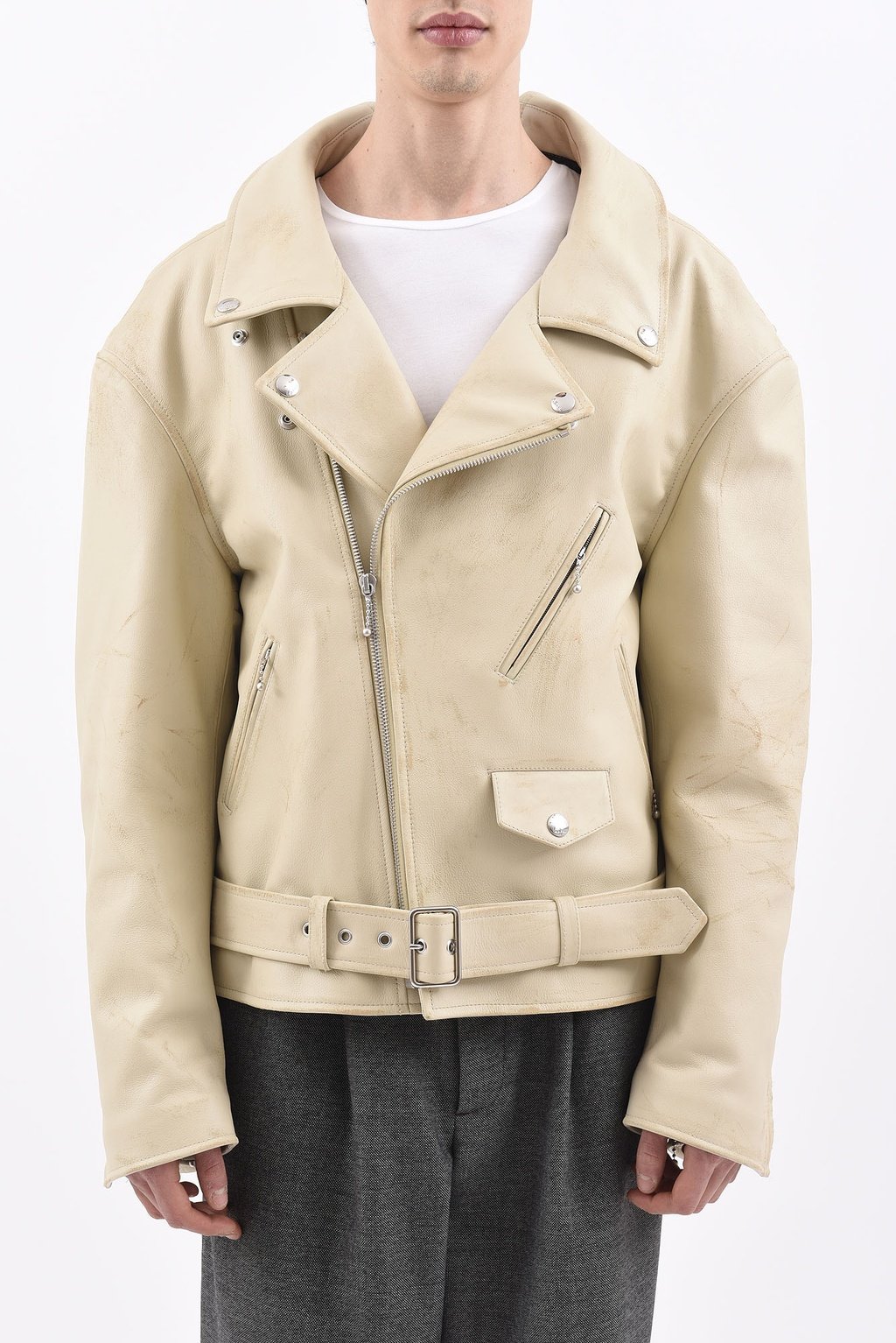 Marni Deconstructed Oversized Leather Motorcycle Jacket | Garmentory