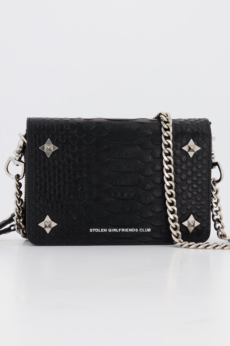Ninja Star Cross Body Snake Bag - black | Garmentory