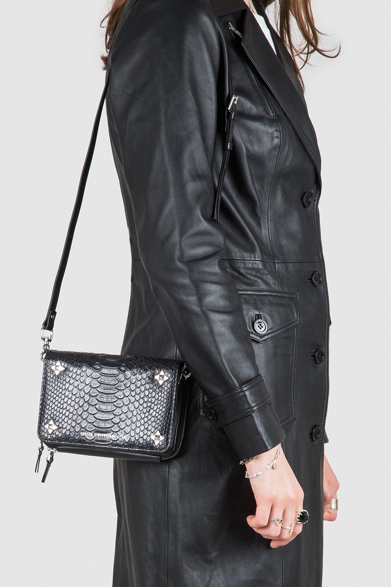 Ninja Star Cross Body Snake Bag - black | Garmentory
