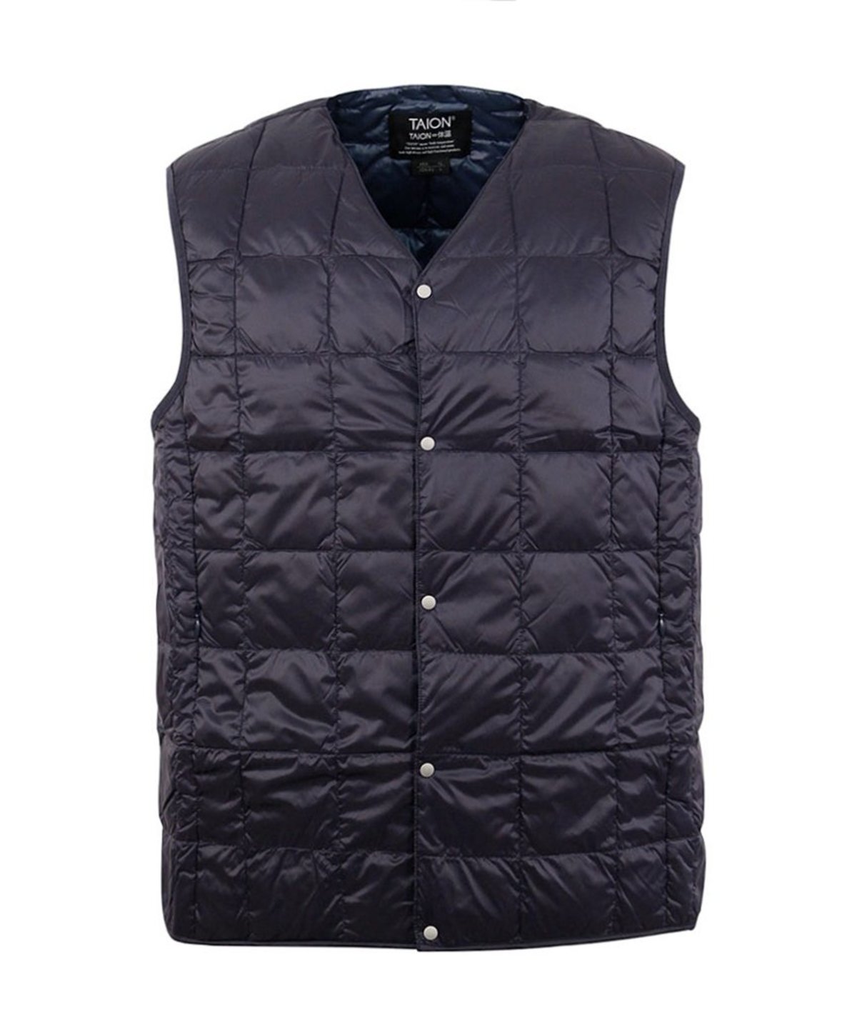 TAION V Neck Button Vest - Navy | Garmentory