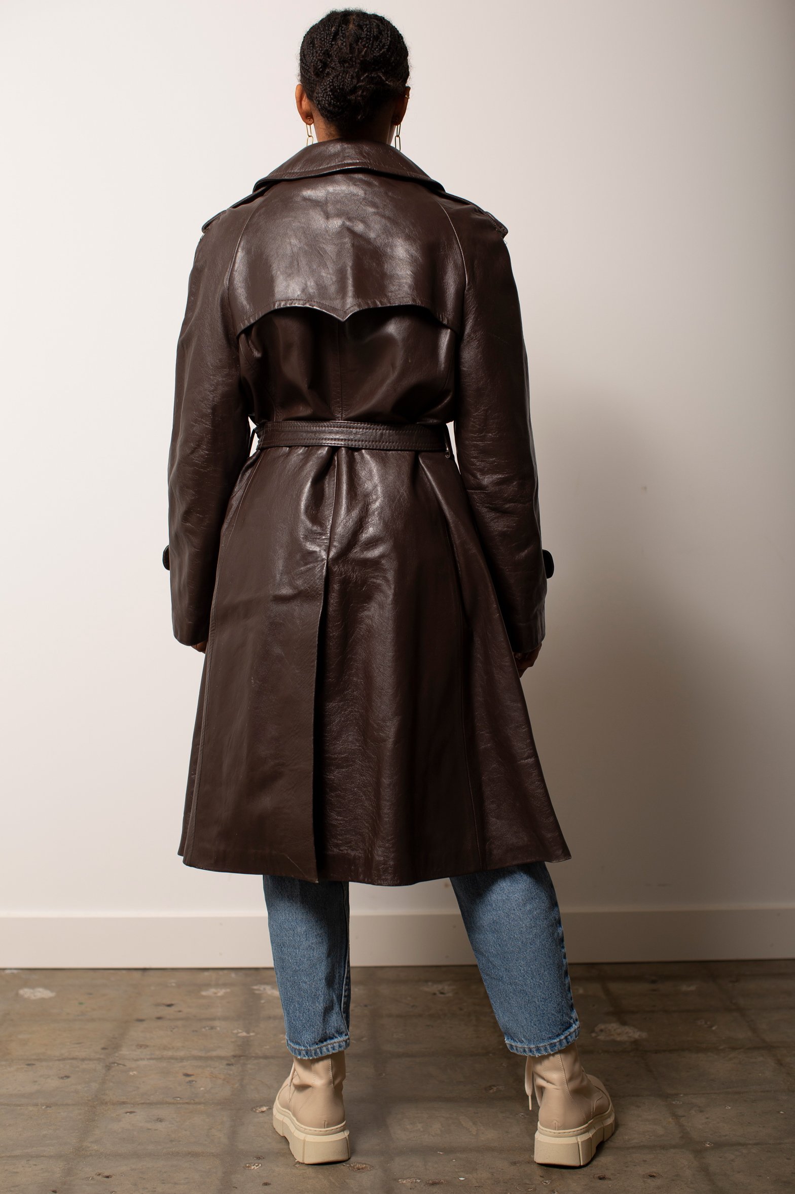 Vintage Leather Trench - Dark Brown | Garmentory