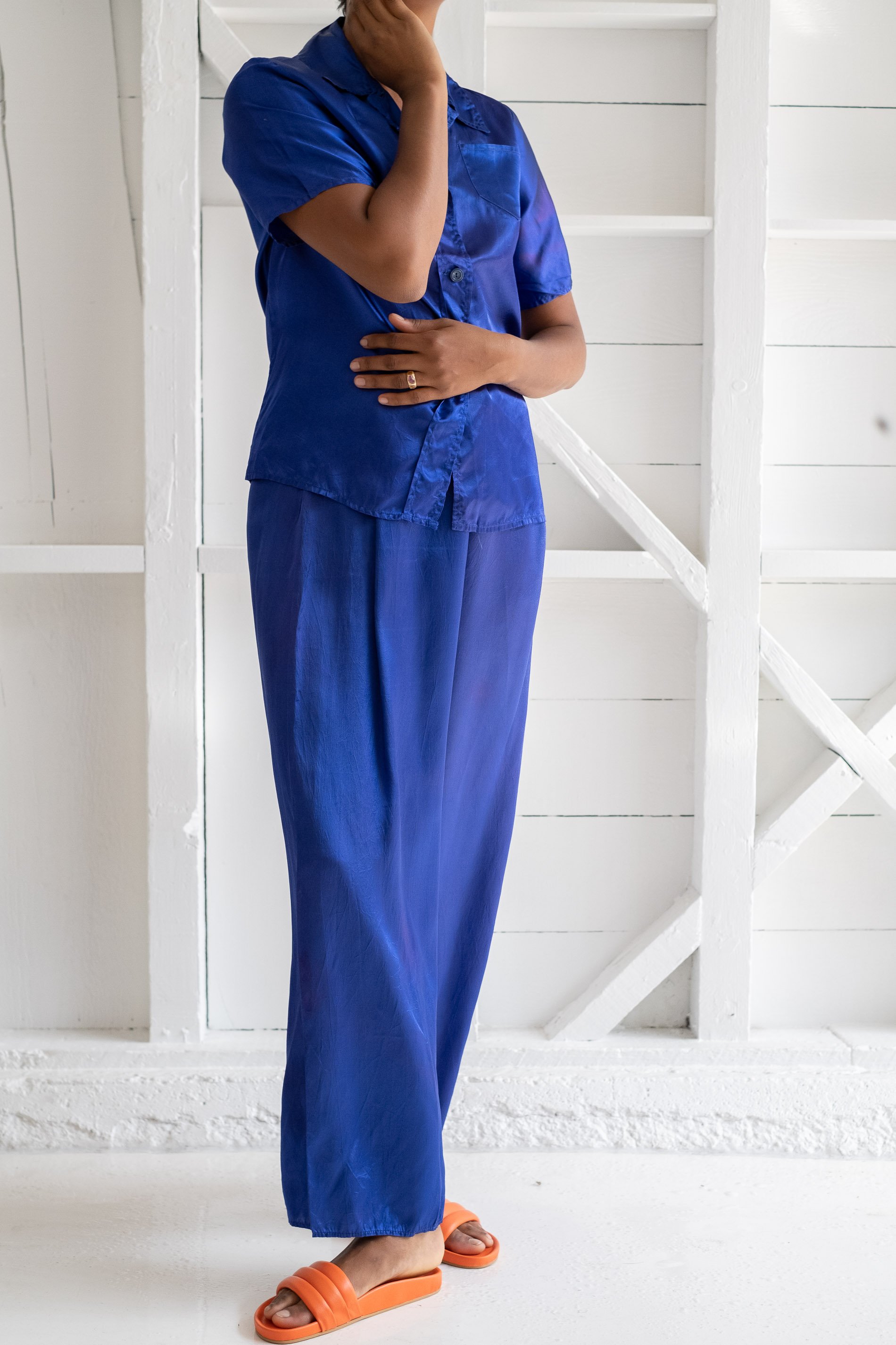 VINTAGE 1950s PJ SET - SATIN BLUE | Garmentory