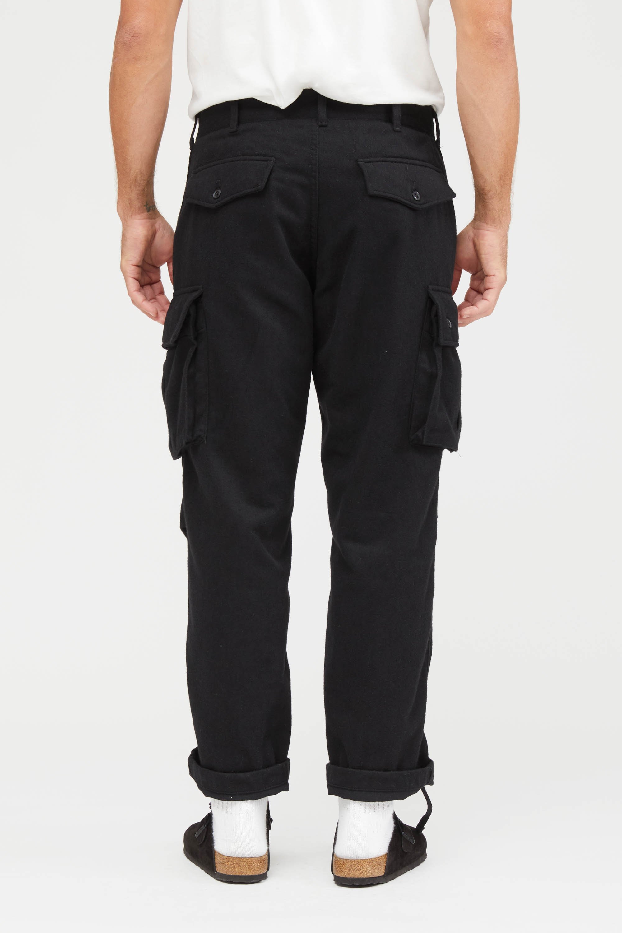 Engineered Garments Wool Cotton Flannel Fa Pant - Black | Garmentory