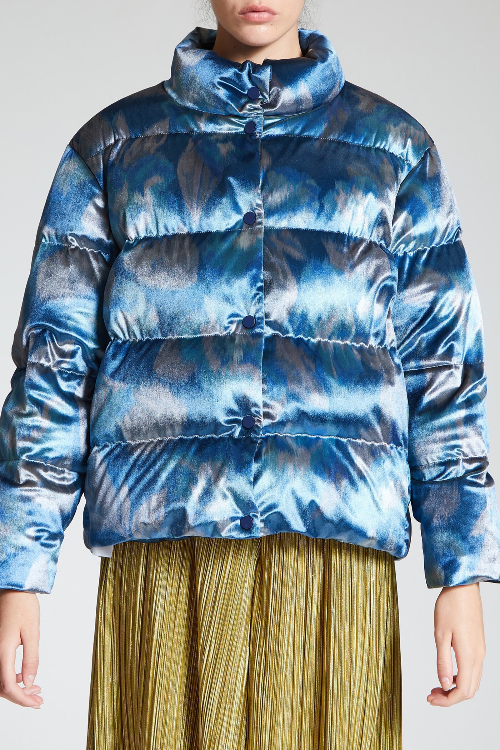 Maliparmi Serenade Flower Puffer Jacket - Blue | Garmentory