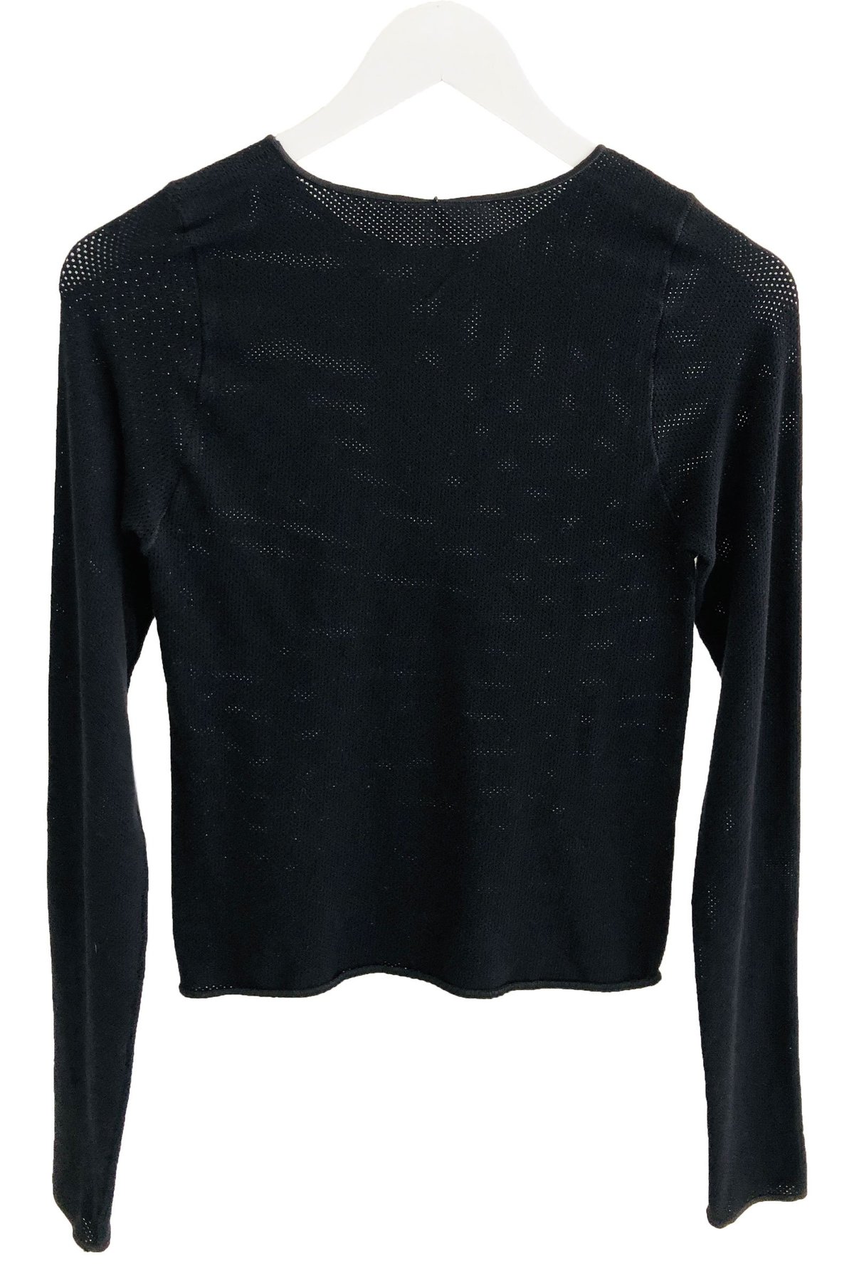 Baserange Odea Longsleeve Cotton Mesh Top - Black | Garmentory