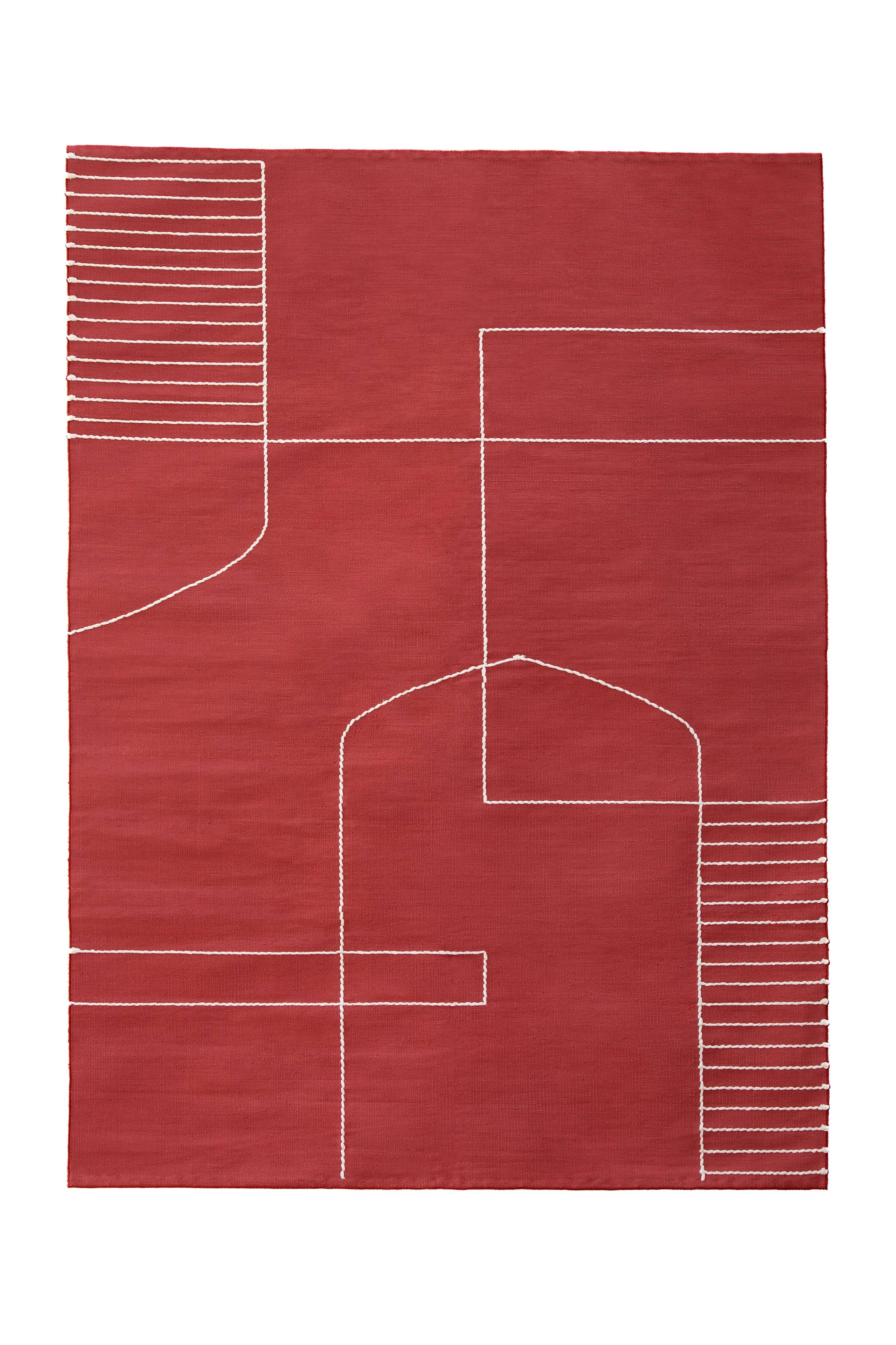 Kilim Solid Temple Rug - Red/White | Garmentory
