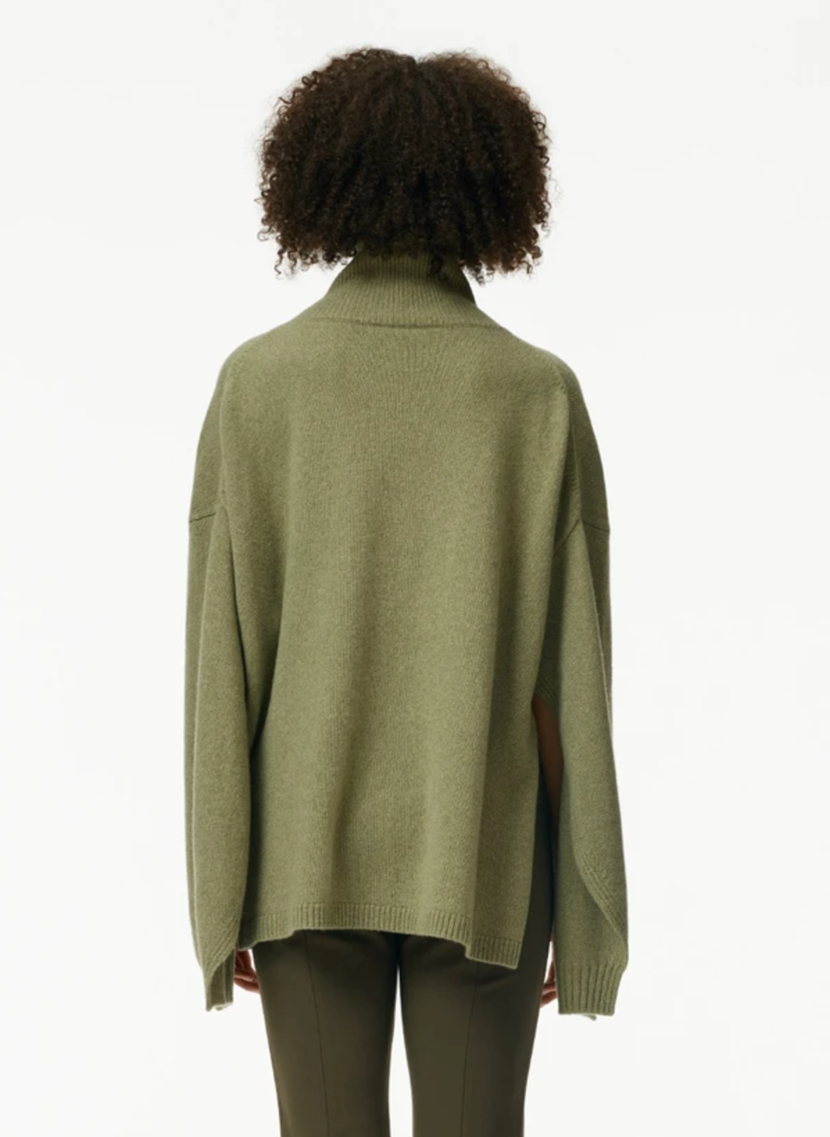 Tibi Recycled Cashmere Cape Turtleneck Sweater - Sage | Garmentory