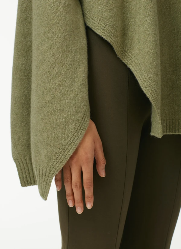 Tibi Recycled Cashmere Cape Turtleneck Sweater - Sage | Garmentory