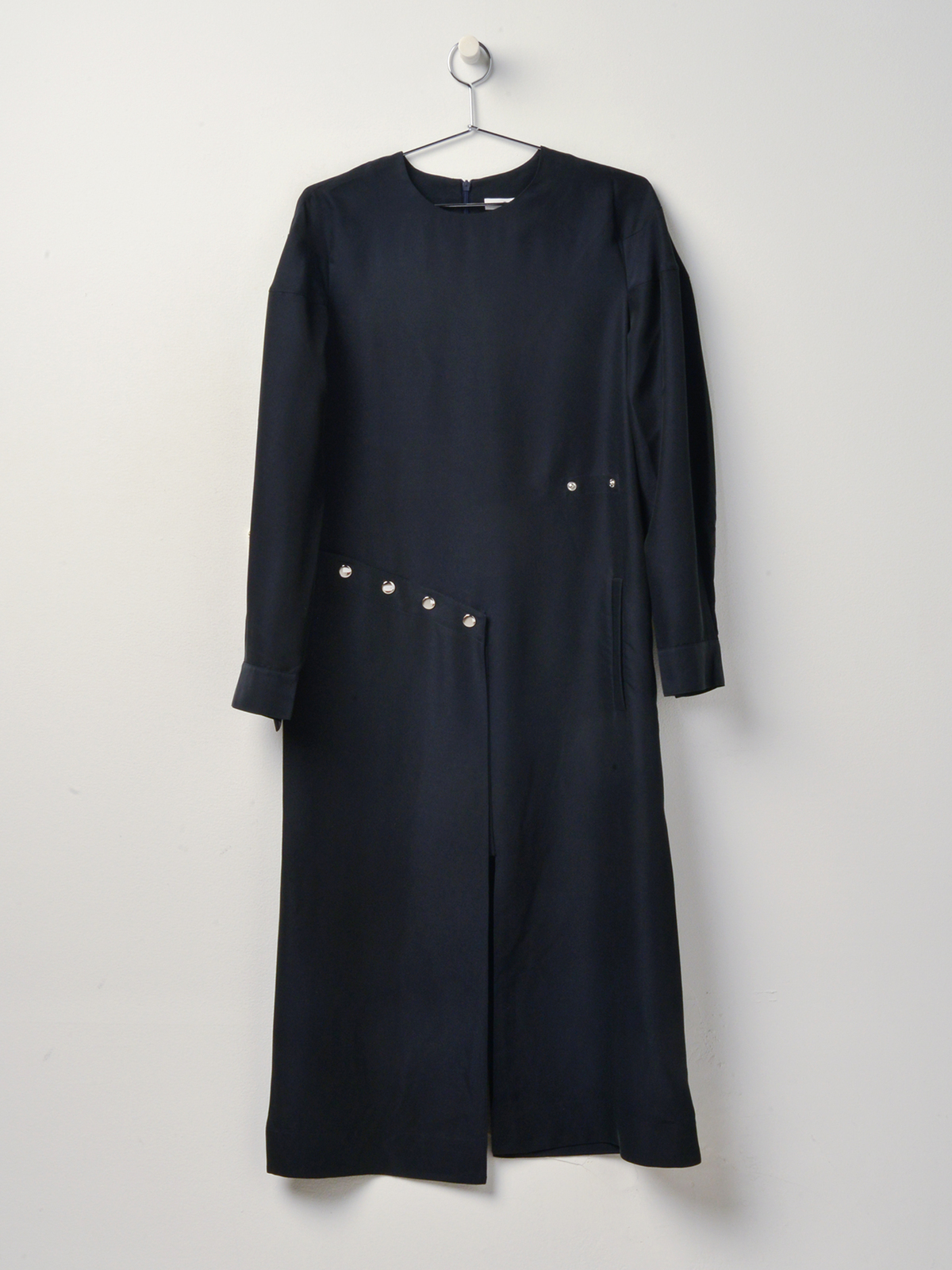 Tibi Asymmetric Flap Snap Dress - Dark Navy | Garmentory