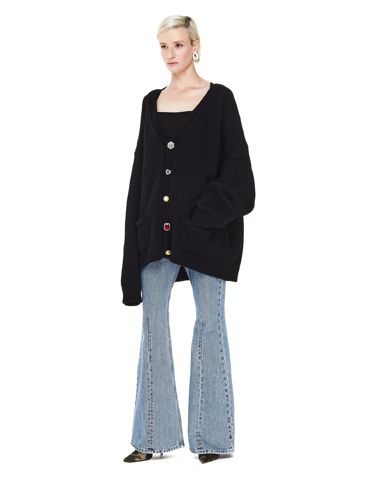 Vetements Oversize Multicolored Buttons Cardigan - Black | Garmentory