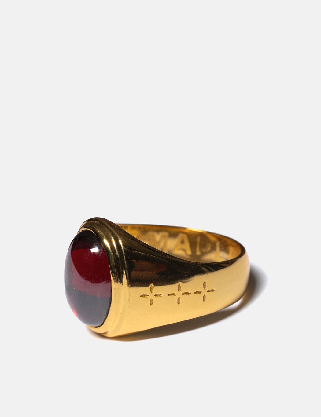 Maple Tommy Signet Ring - 14K Gold/Red Garnet | Garmentory