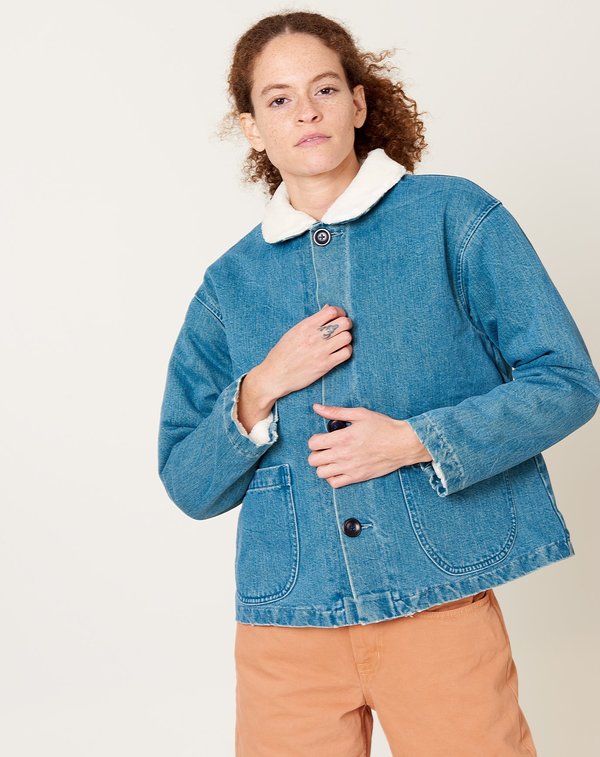 unisex DOlderbrother denim Sherpa Chore Coat - blue | Garmentory