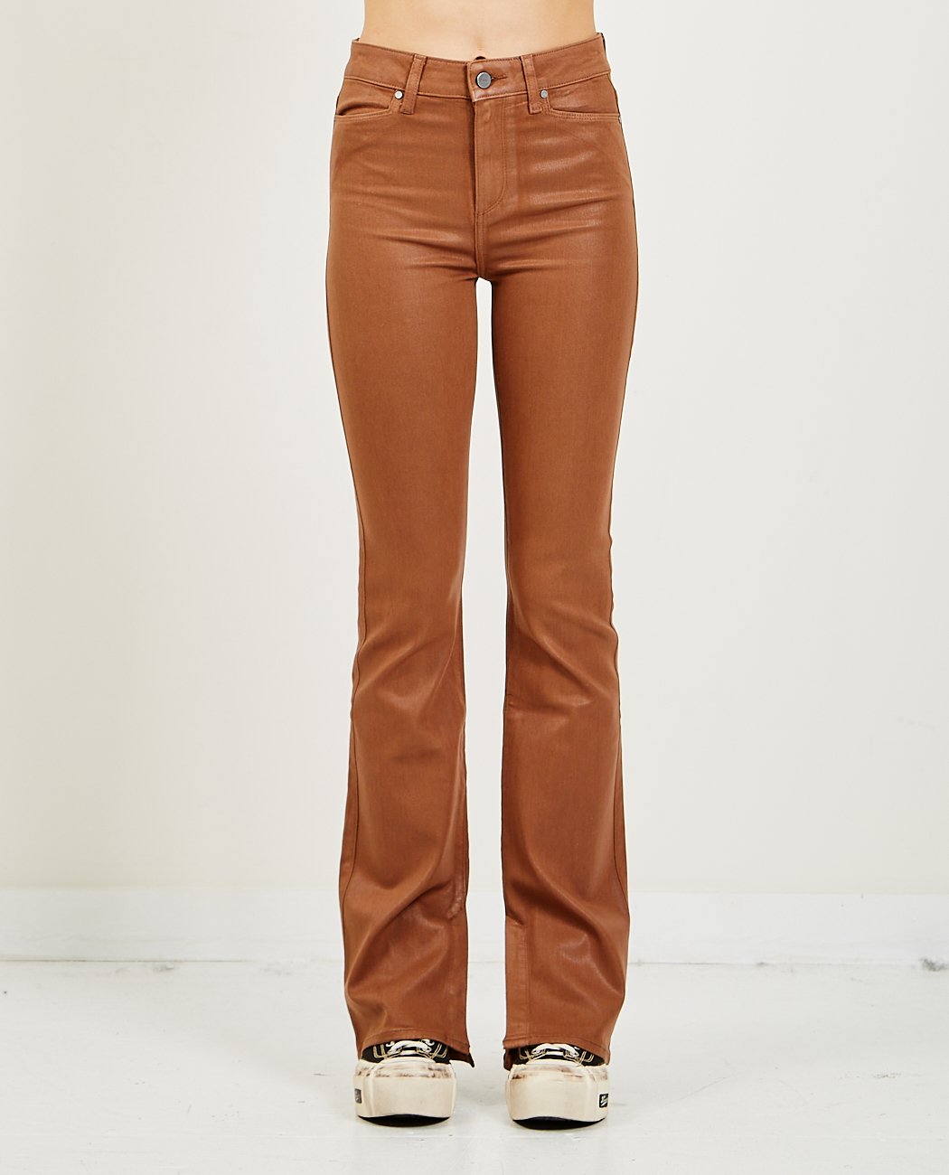 Paige High Rise Manhattan Boot pants - cognac | Garmentory