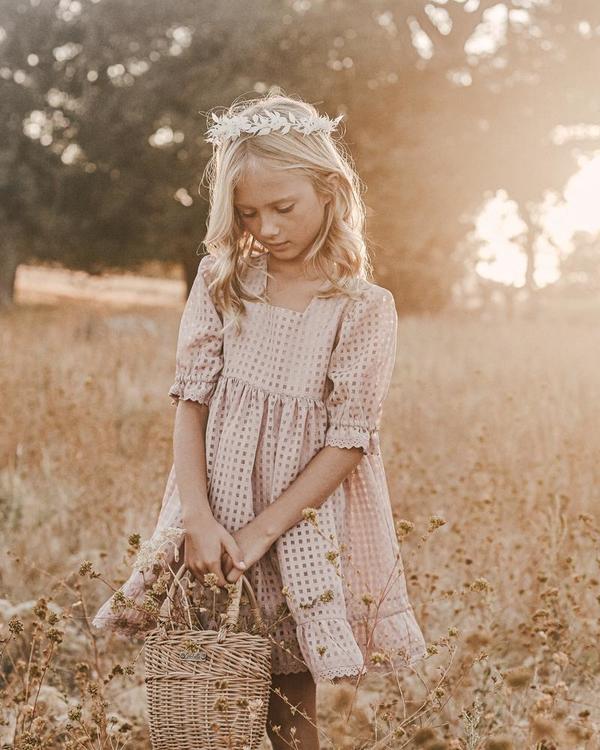 KIDS NoraLee Quinn Dress - Dusty Rose Check | Garmentory