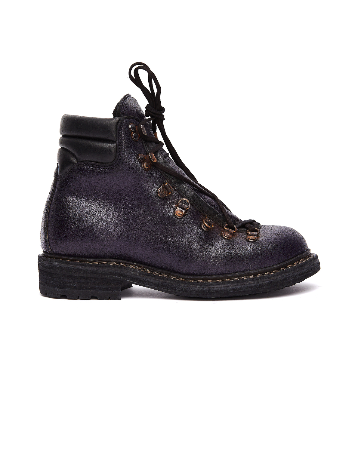 Guidi Purple Grained Leather Hiking Boots | Garmentory