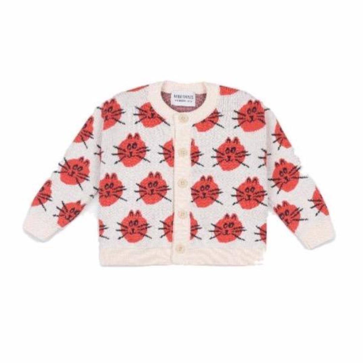 Kids Bobo Choses Cat Jacquard Baby Cardigan | Garmentory