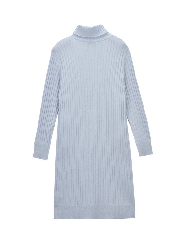 Pure Cashmere NYC Rib Turtleneck Dress - Baby Blue | Garmentory
