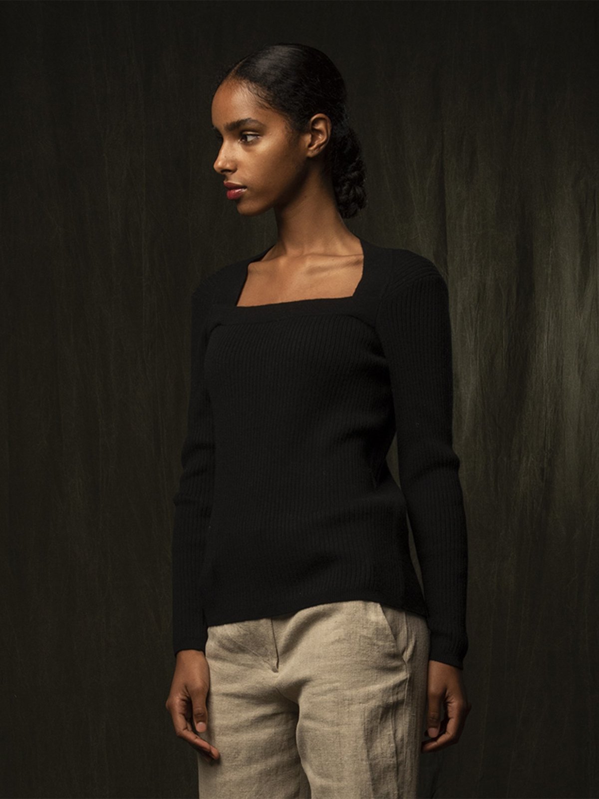 Pure Cashmere NYC Square Neck Sweater - Black | Garmentory
