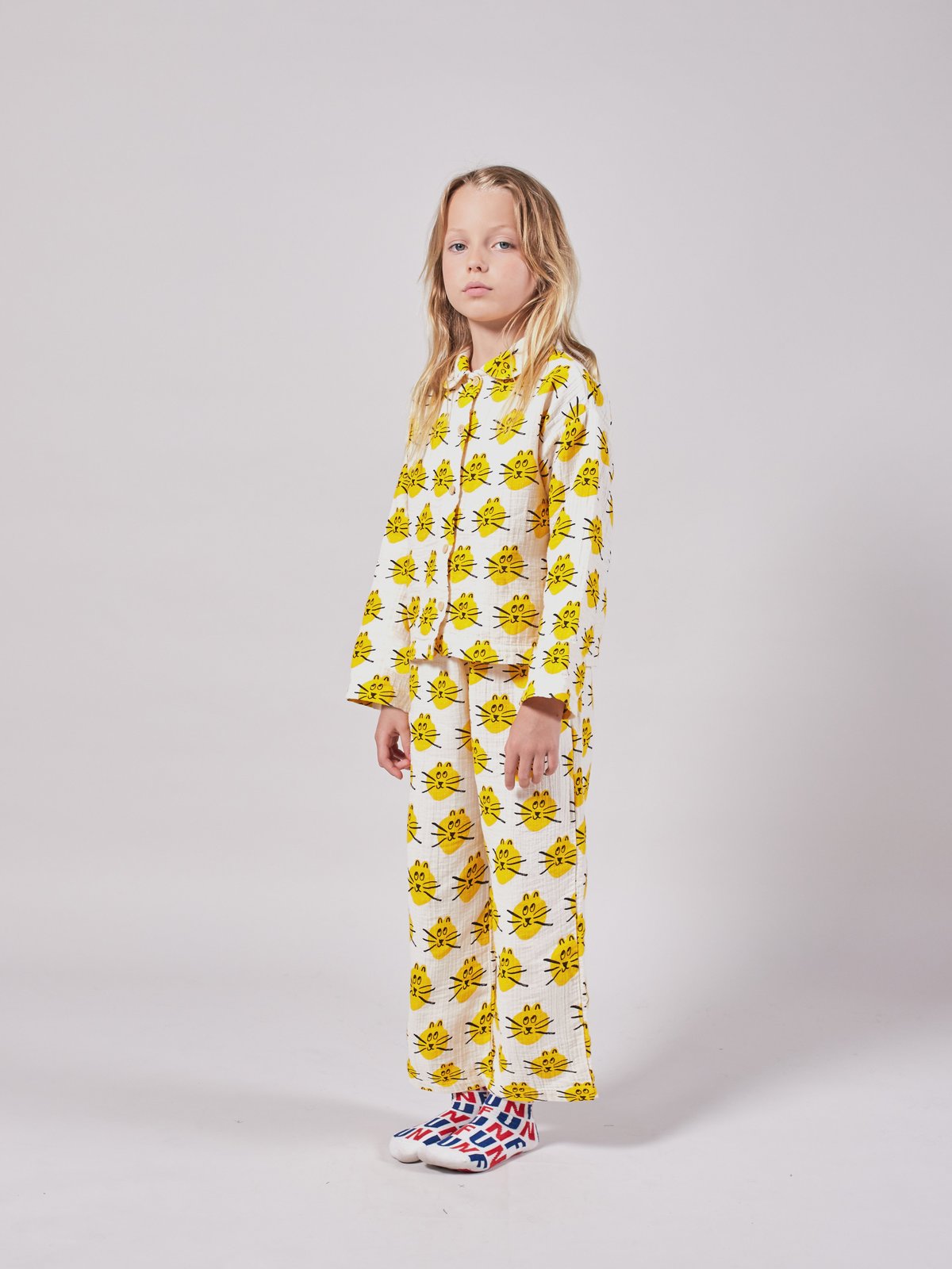 Kids Bobo Choses Cat Kid's Pajama Set - Yellow Cat | Garmentory