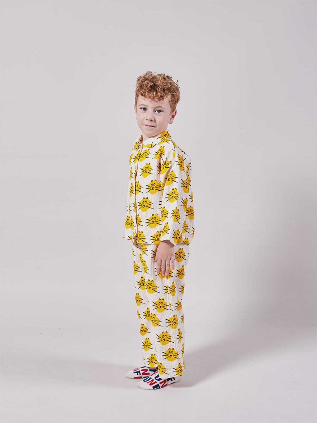 Kids Bobo Choses Cat Kid's Pajama Set - Yellow Cat | Garmentory