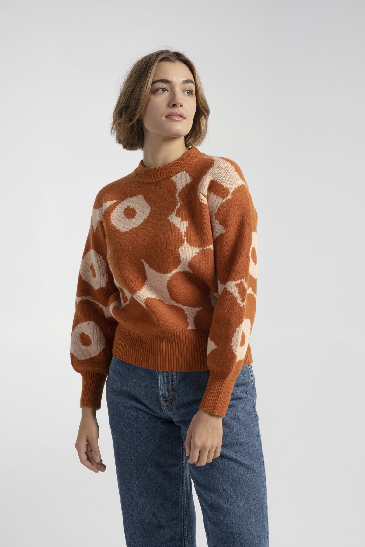 Marimekko Kietoa Unikko Knit Sweater - Peach Terracotta | Garmentory