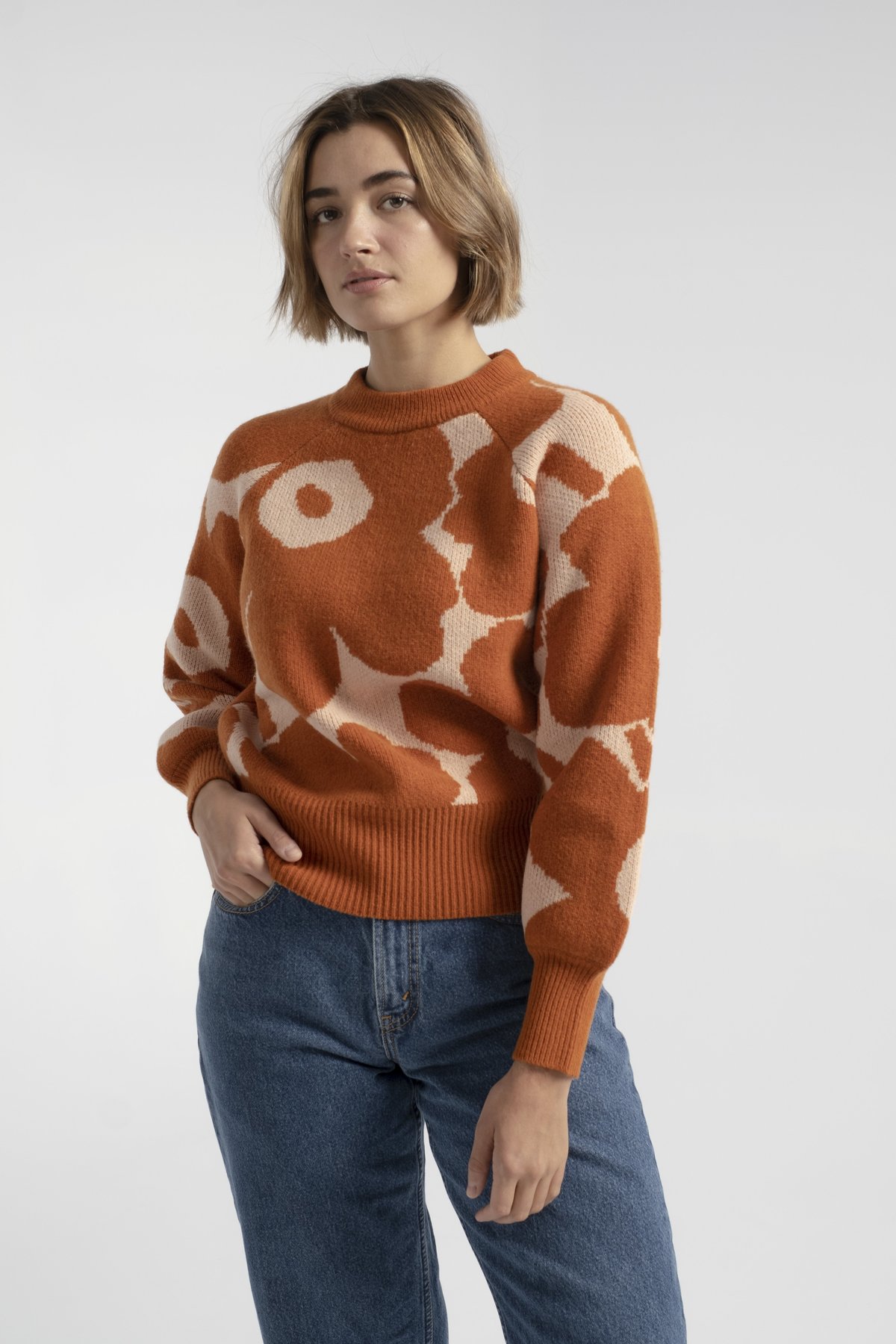 Marimekko Kietoa Unikko Knit Sweater - Peach Terracotta | Garmentory