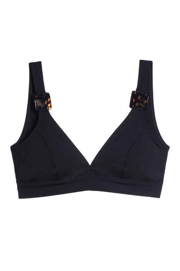 Else Mare Hidden Underwire Plunge Bikini Top - Black | Garmentory