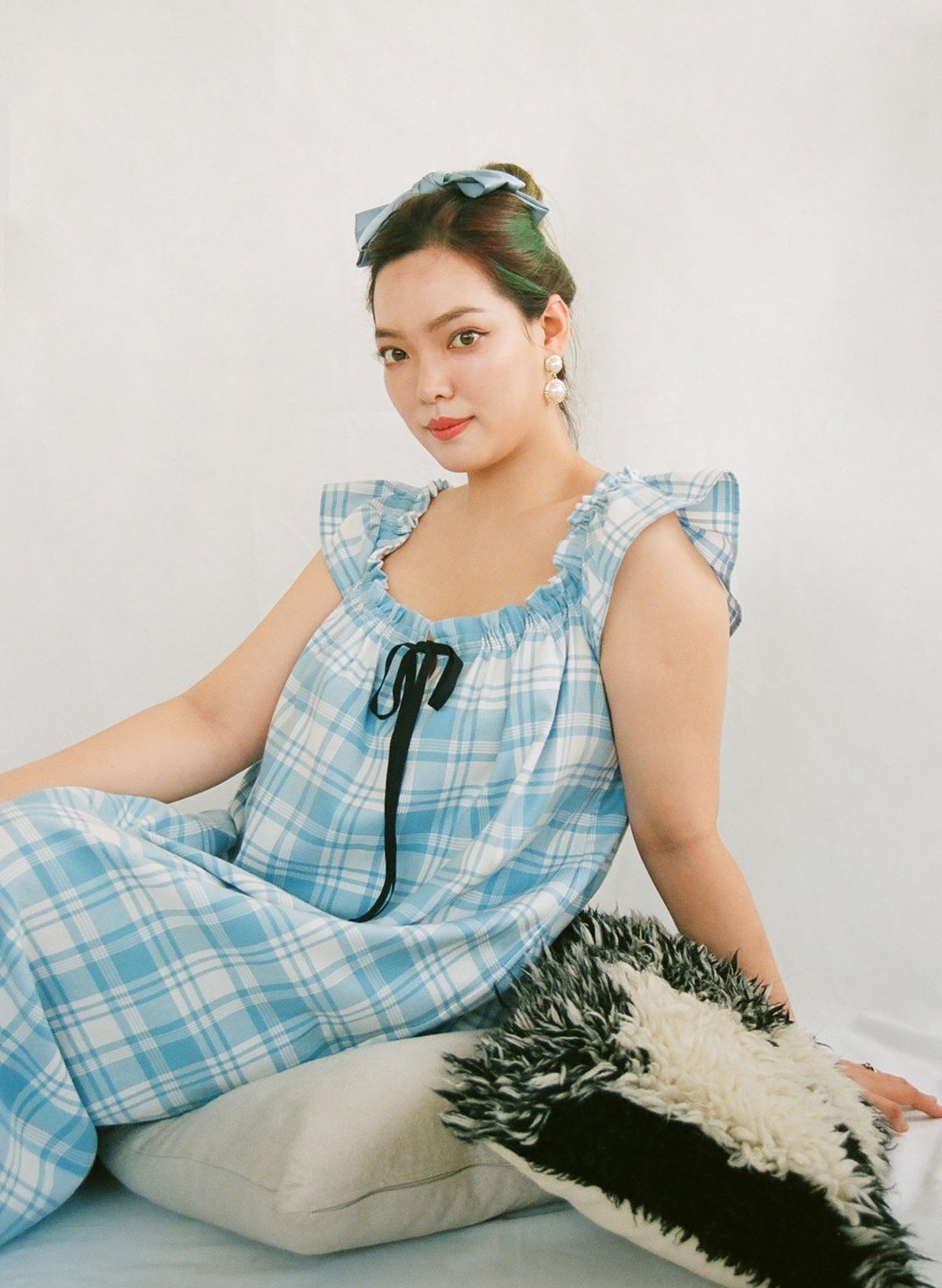 Eliza Faulkner Plaid Flannel Party Nightie - Blue | Garmentory