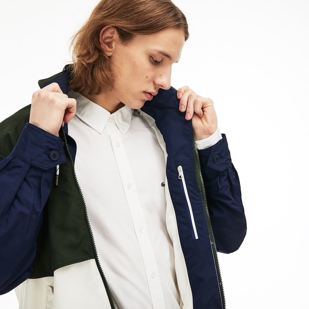 Lacoste Double Neck Colourblock Water-Resistant Zip Jacket - White ...