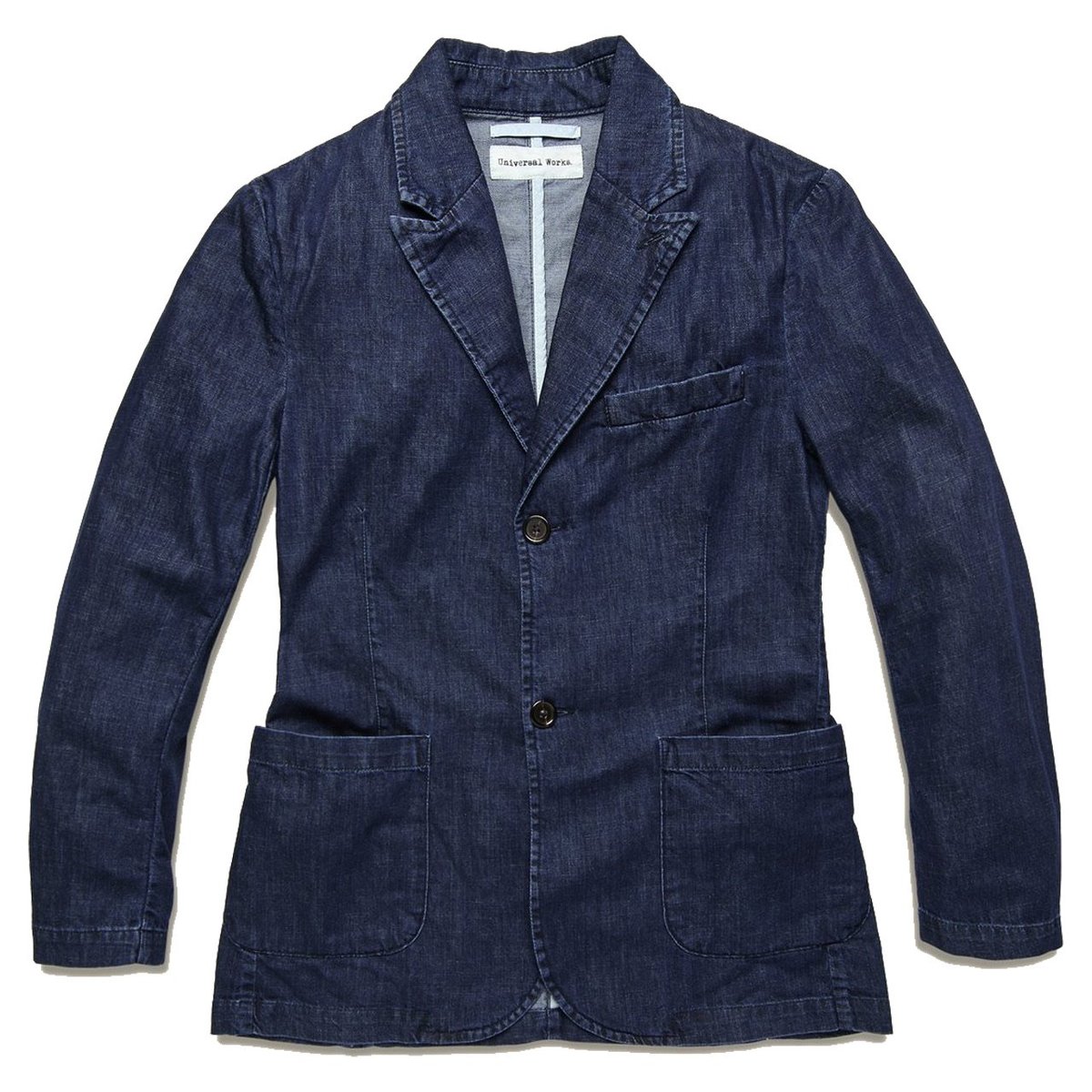 Universal Works Summer Denim Peak Lapel Jacket - Indigo | Garmentory